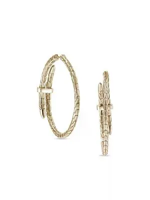 John Hardy 14kt Spear Diamond Hoop Earrings - Gold