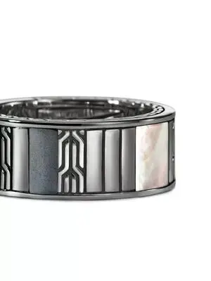 John Hardy Carved Chain Inlay Ring - Silver