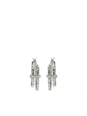 John Hardy Sterling Small Spear Diamond Hoop Earrings - Silver