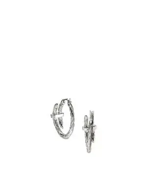 John Hardy Sterling Small Spear Diamond Hoop Earrings