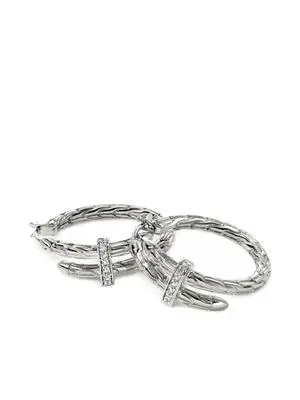 John Hardy Sterling Small Spear Diamond Hoop Earrings