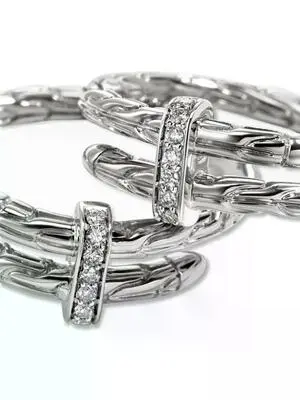 John Hardy Sterling Small Spear Diamond Hoop Earrings