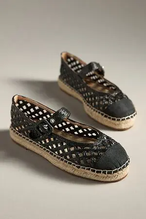 BIBI LOU Raffia Mary Jane Flats - Black