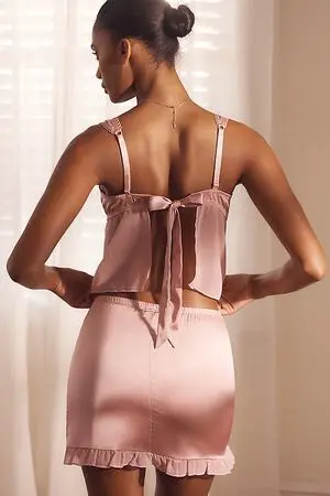 Anthropologie Sheer Ruffle Mini Skirt
