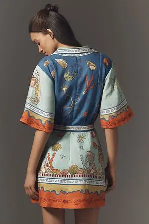 ALEMAIS Surrealist Summer Linen Mini Dress