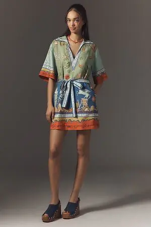 ALEMAIS Surrealist Summer Linen Mini Dress