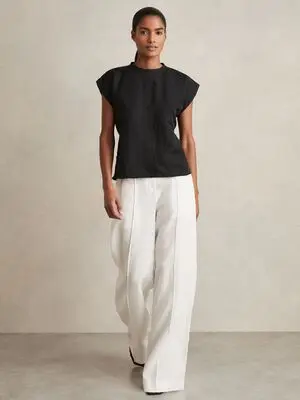 REISS Soleya Linen-blend T-shirt