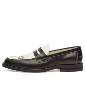 DUKE + DEXTER Wilde Snake Penny Loafer - Black/white