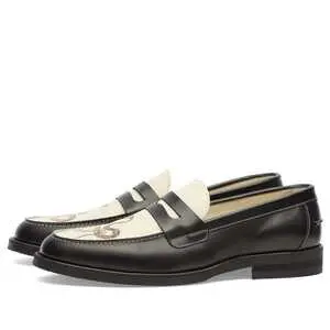 DUKE + DEXTER Wilde Snake Penny Loafer - Black/white