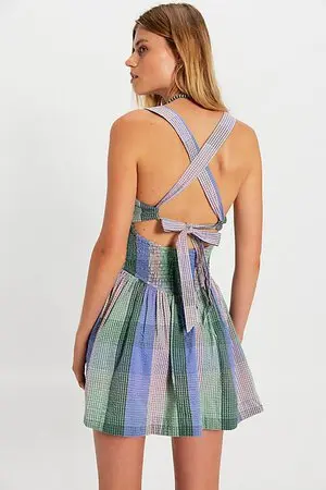 Free People Laurel Plaid Mini Dress - Dusty Lilac Combo