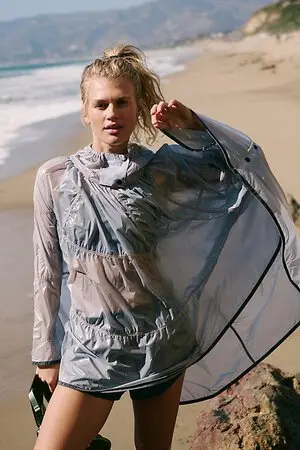 Free People FP Movement Rain Drop Packable Poncho Titanium