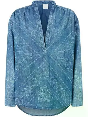 Pinko Bandana-print Denim Blouse
