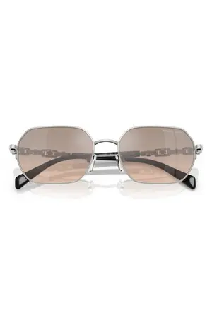 Michael Kors 57mm Geometric Sunglasses - Silver Shiny /khaki Silver