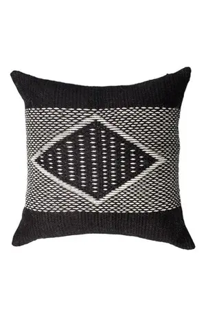 Voz Diamante Square Textile Small Pillow In Black - Black/ivory