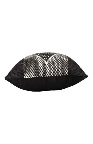 Voz Diamante Square Textile Small Pillow In Black - Black/ivory