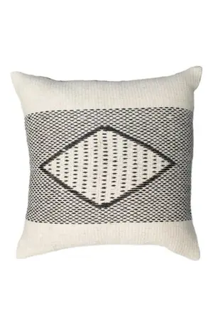 Voz Diamante Square Textile Small Pillow In Black - Ivory/black