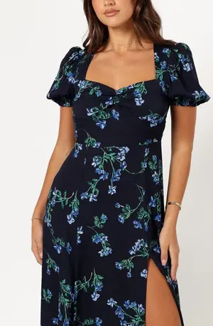 PETAL & PUP Hendrix Floral Print Midi Dress - Midnight Blues