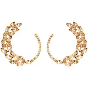 Oscar De La Renta Navette & Pavé Hoop Earrings - Silk