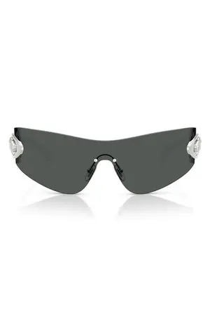 Versace Rimless Wrap Shield Sunglasses - 10008742 Dark Grey