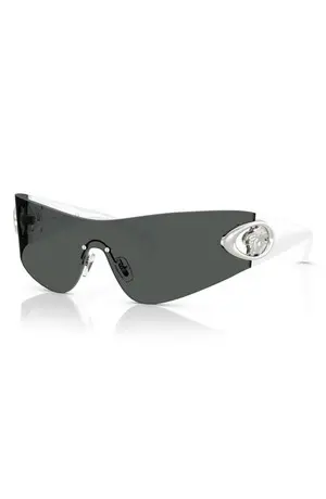 Versace Rimless Wrap Shield Sunglasses - 10008742 Dark Grey