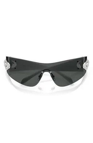 Versace Rimless Wrap Shield Sunglasses - 10008742 Dark Grey