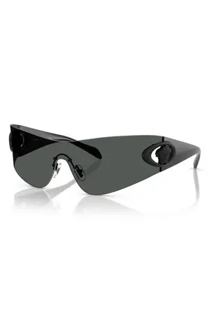 Versace Rimless Wrap Shield Sunglasses - Dark Grey