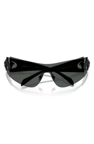 Versace Rimless Wrap Shield Sunglasses - Dark Grey