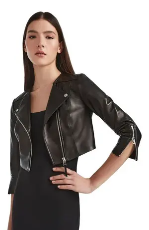 Rudsak Winni Fitted Cropped Leather Jacket