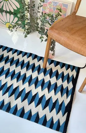 ARCHIVE NEW YORK Teo And Black Handwoven Flatweave Wool Rug