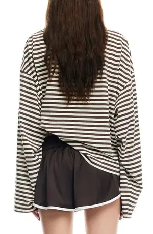 Lioness Bloom Stripe Top - Dark Chocolate Stripe