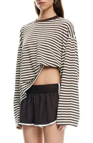 Lioness Bloom Stripe Top - Dark Chocolate Stripe