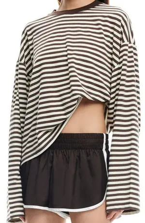Lioness Bloom Stripe Top - Dark Chocolate Stripe