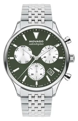 Movado Calendoplan Chronograph Bracelet Watch - Green