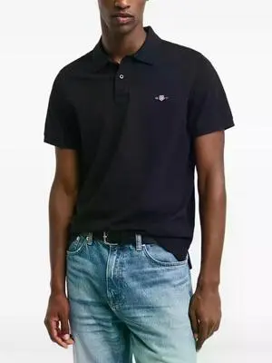 Gant Logo-embroidered Polo Shirt - Black