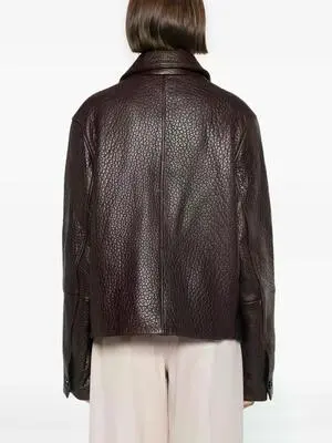 AMI Paris Leather Jacket - Brown