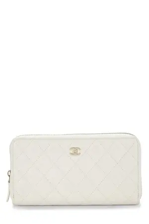 Chanel Caviar Zip Around Wallet - White