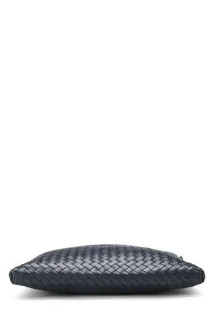 Bottega Veneta Intrecciato Leather Flat Messenger Bag - Navy