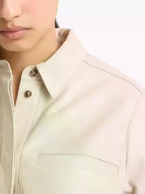 YVES SALOMON Cropped Leather Overshirt