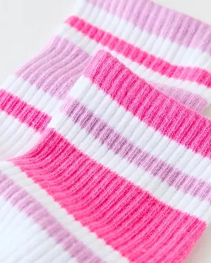 STEMS Mix Match Stripe Crew Socks - Pink Violet