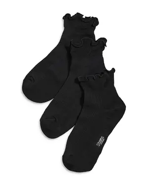 STEMS Everyday Classic Ruffled Socks, Pack Of 3 - Black