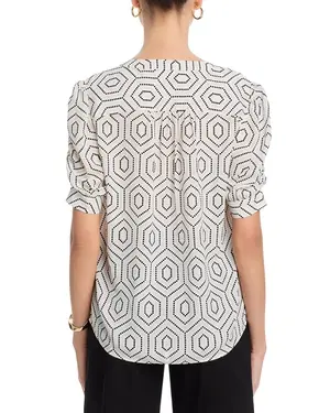 T Tahari Ruched Sleeve Blouse
