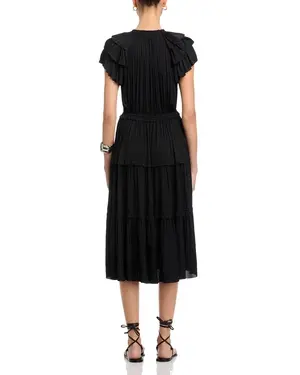 T Tahari Flutter Sleeve Airflow Dress - Black