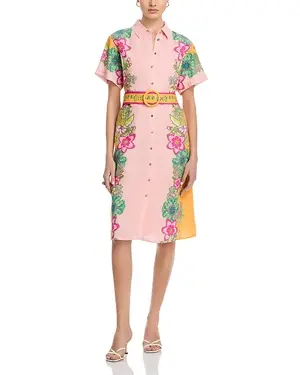 T Tahari Short Sleeve Midi Shirt Dress - Eternity Garden
