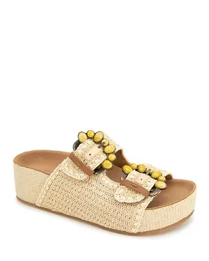 KENNETH COLE Kendall Slide Sandals - Natural Raffia