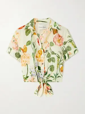 Cara Cara Asbury Floral-print Cotton-poplin Shirt - Neutrals
