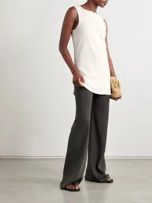 THE ROW Jaylen Linen Cotton Blend Jersey Blouse