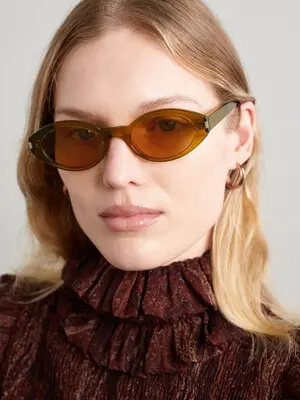 Saint Laurent Oval-frame Sunglasses - Green