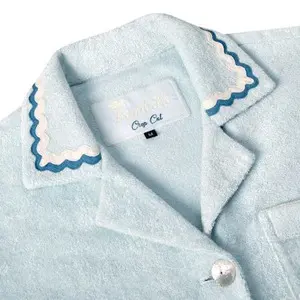 TOMBOLO Rick Rack Cropped Cabana Shirt - Sky Blue