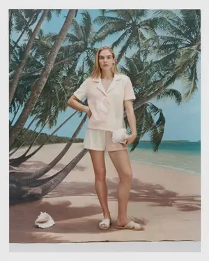 TOMBOLO Terrycloth Cropped Cabana Shirt