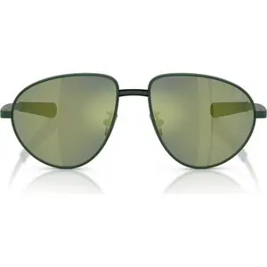Moncler Moncler 55mm Pilot Sunglasses Matte Green / Mirror Green